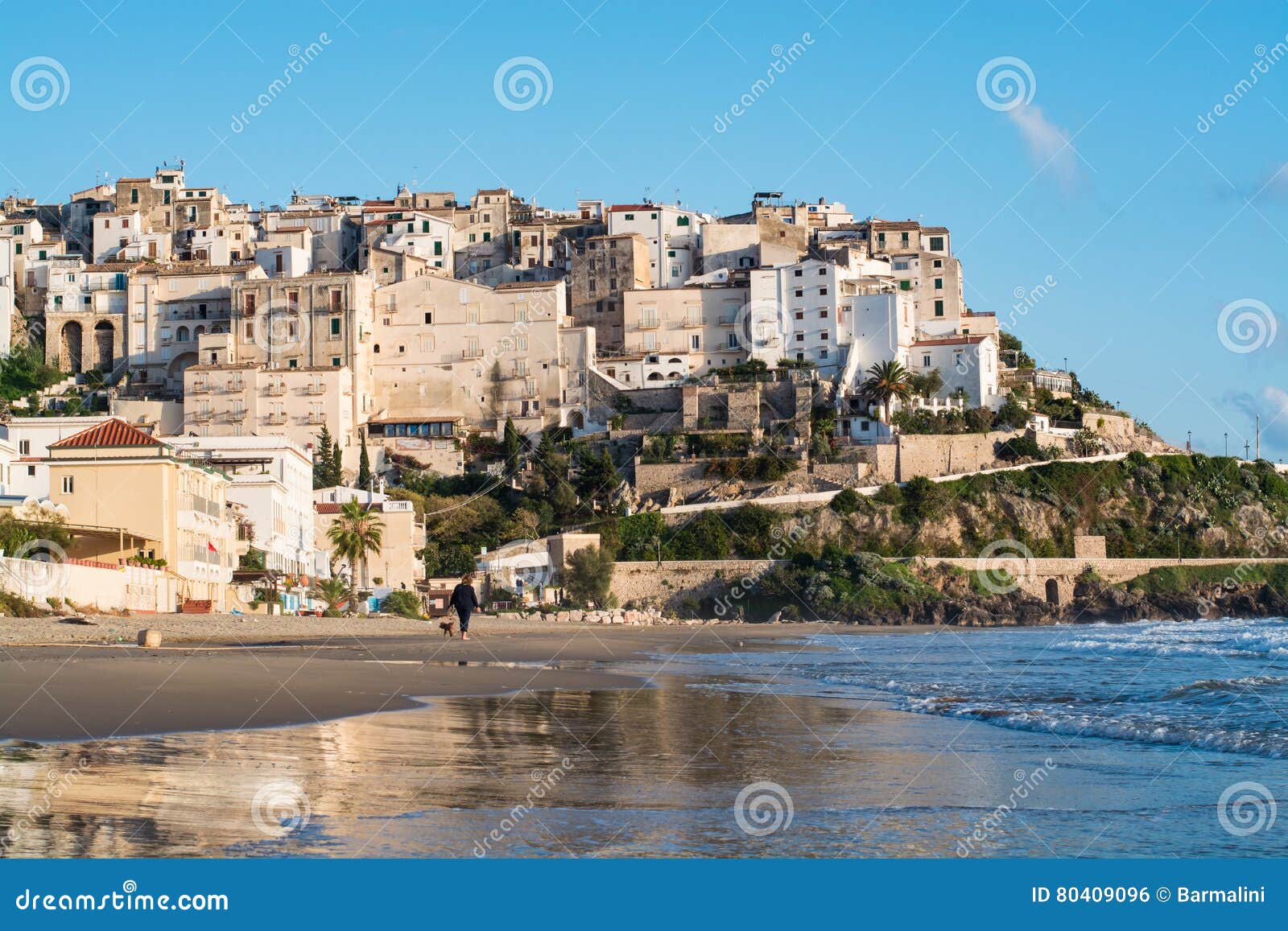 Panoramic View of Sperlonga and Beautiful Sandy Beach. Italy Stock ...