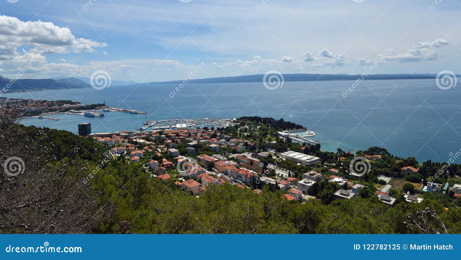 Panoramic View of Split Seafront with the Island of Brac in View Stock ...