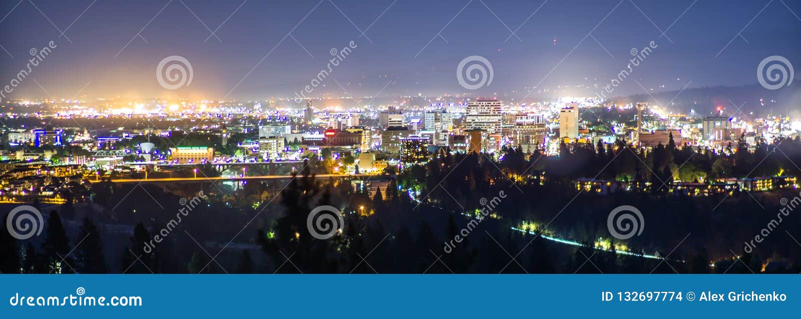 Panoramic View Spokane Washington Downtown City Skyline Stock Photo ...