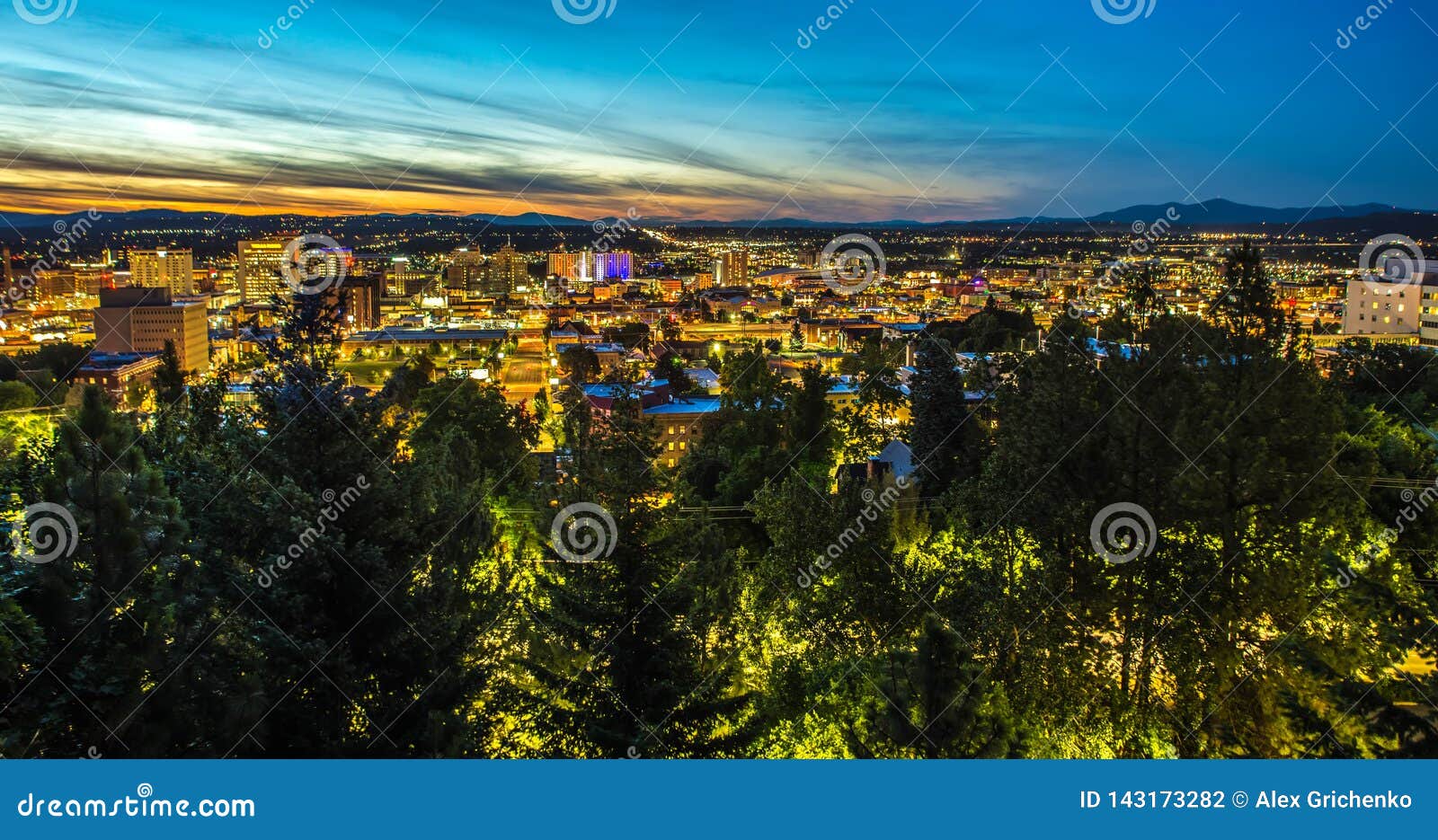 Panoramic View Spokane Washington Downtown City Skyline Editorial ...