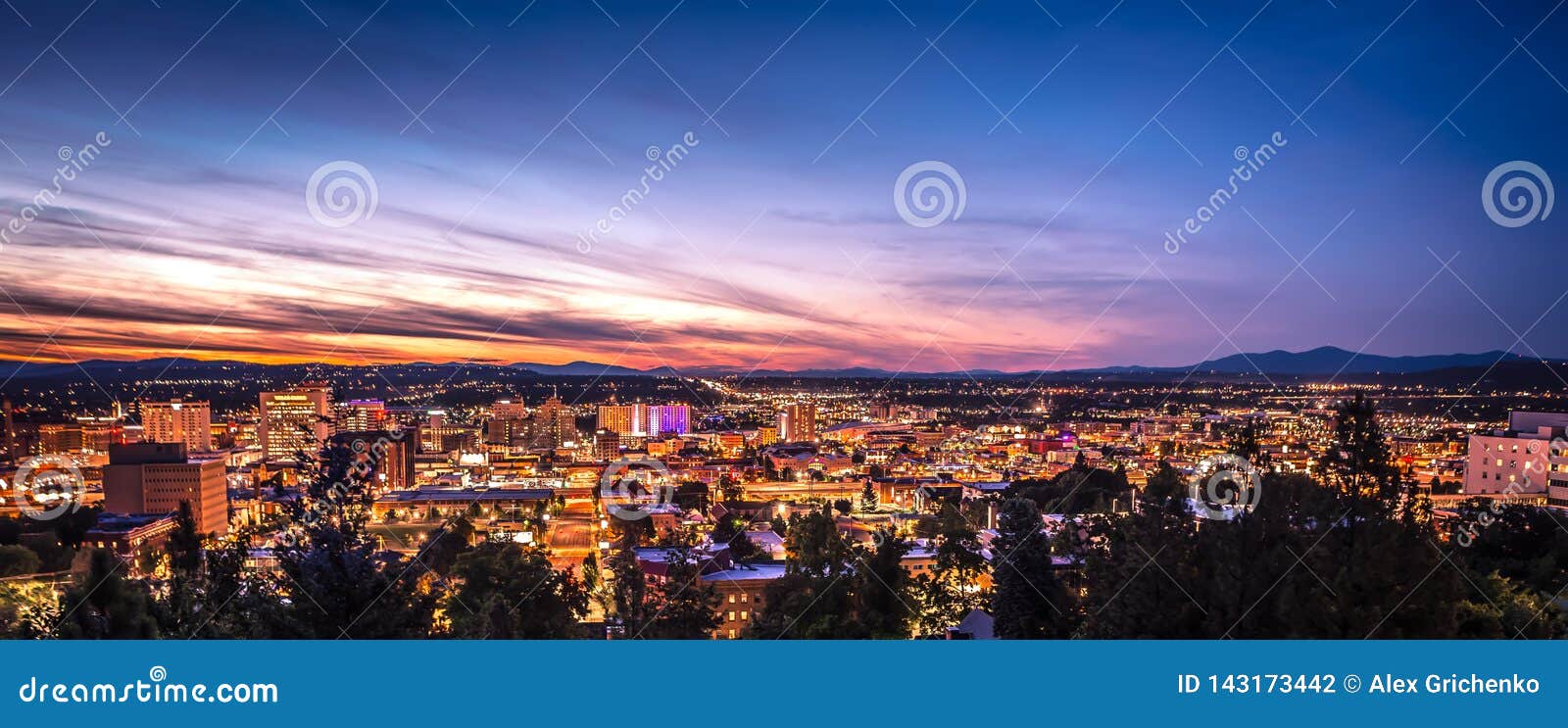 Panoramic View Spokane Washington Downtown City Skyline Editorial ...