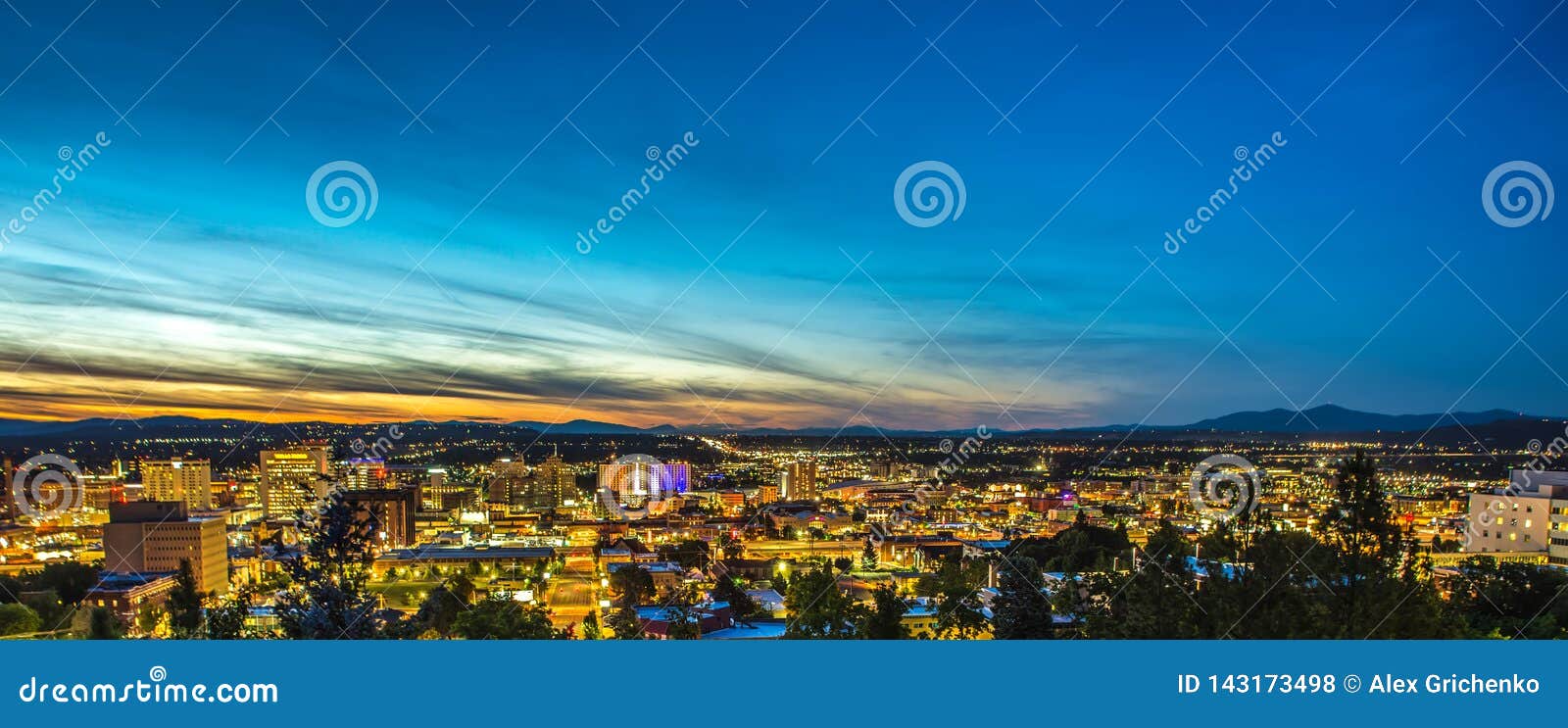Panoramic View Spokane Washington Downtown City Skyline Editorial Stock ...