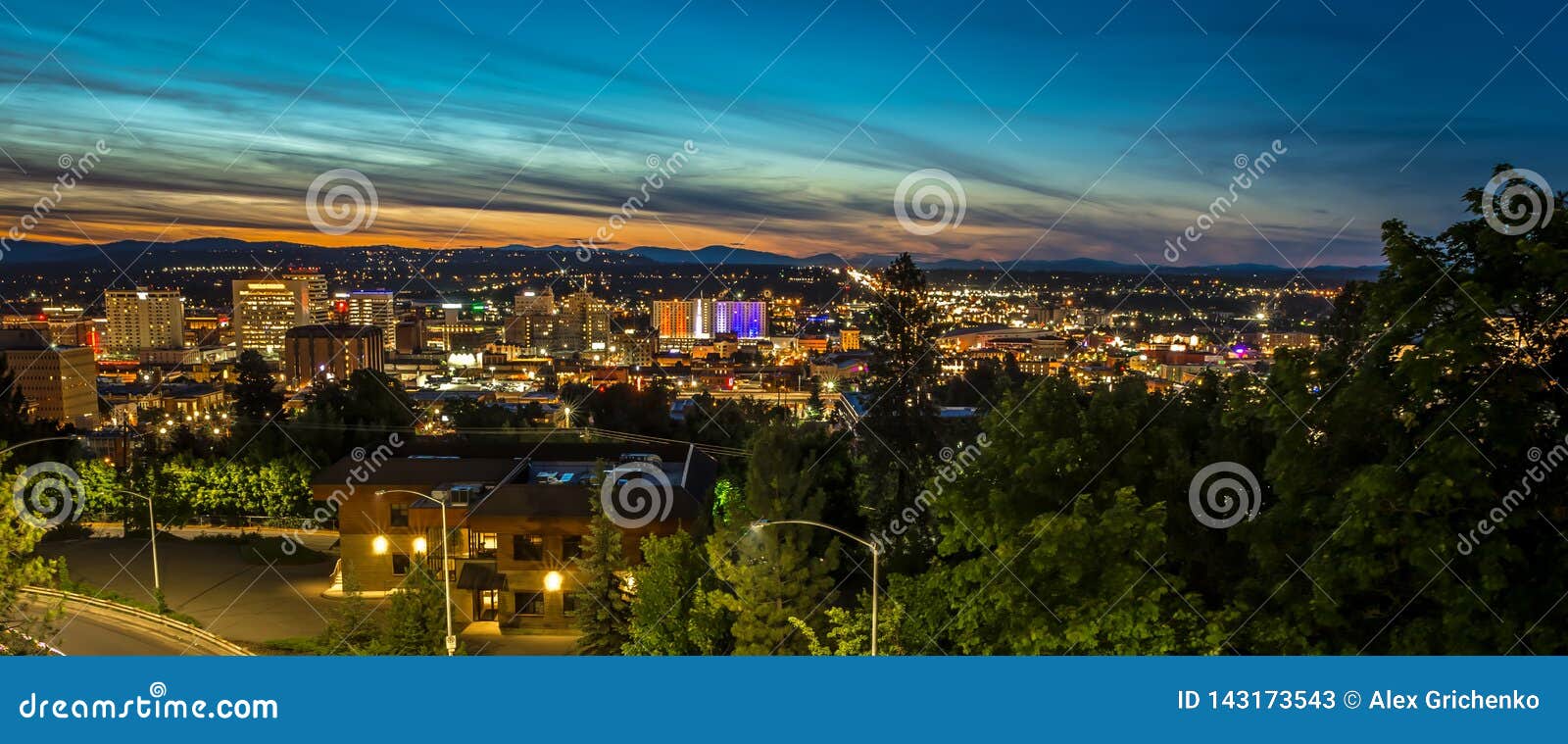 Panoramic View Spokane Washington Downtown City Skyline Editorial Stock ...