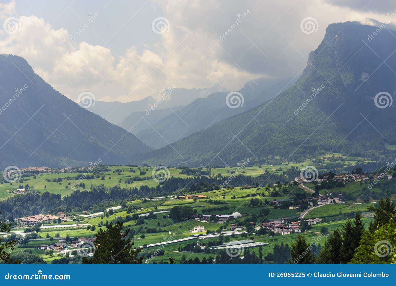 Panoramic View from Stenico (Trento) Stock Image - Image of town, color ...