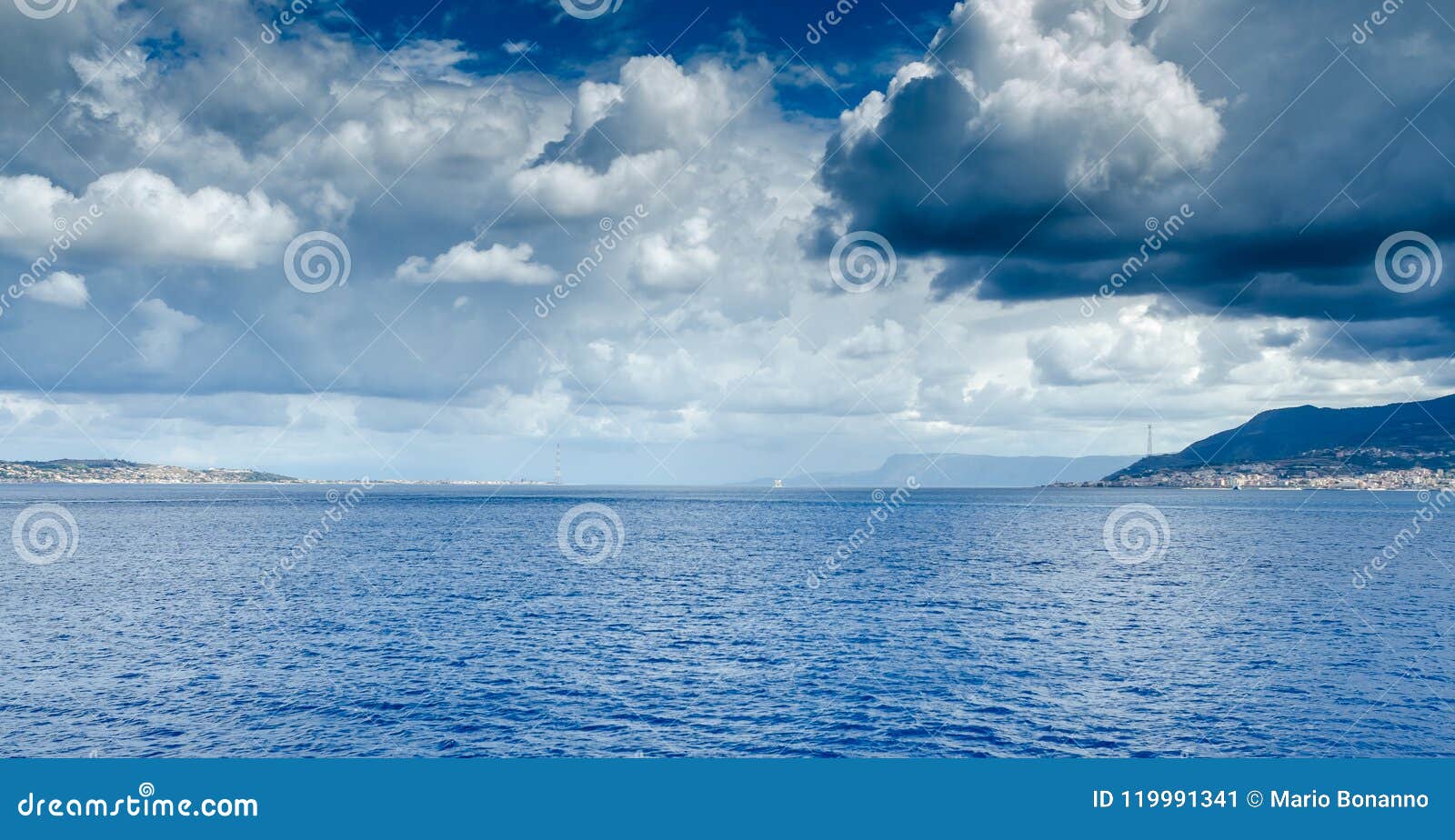Panoramic View of the Strait of Messina Which Divides Sicily Fro Stock ...