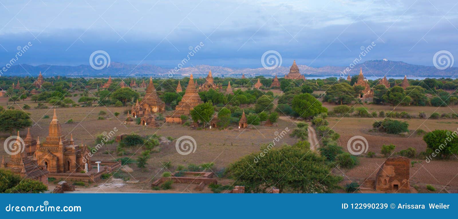 Panoramic View of Stupas and Temples in Bagan Stock Image - Image of ...