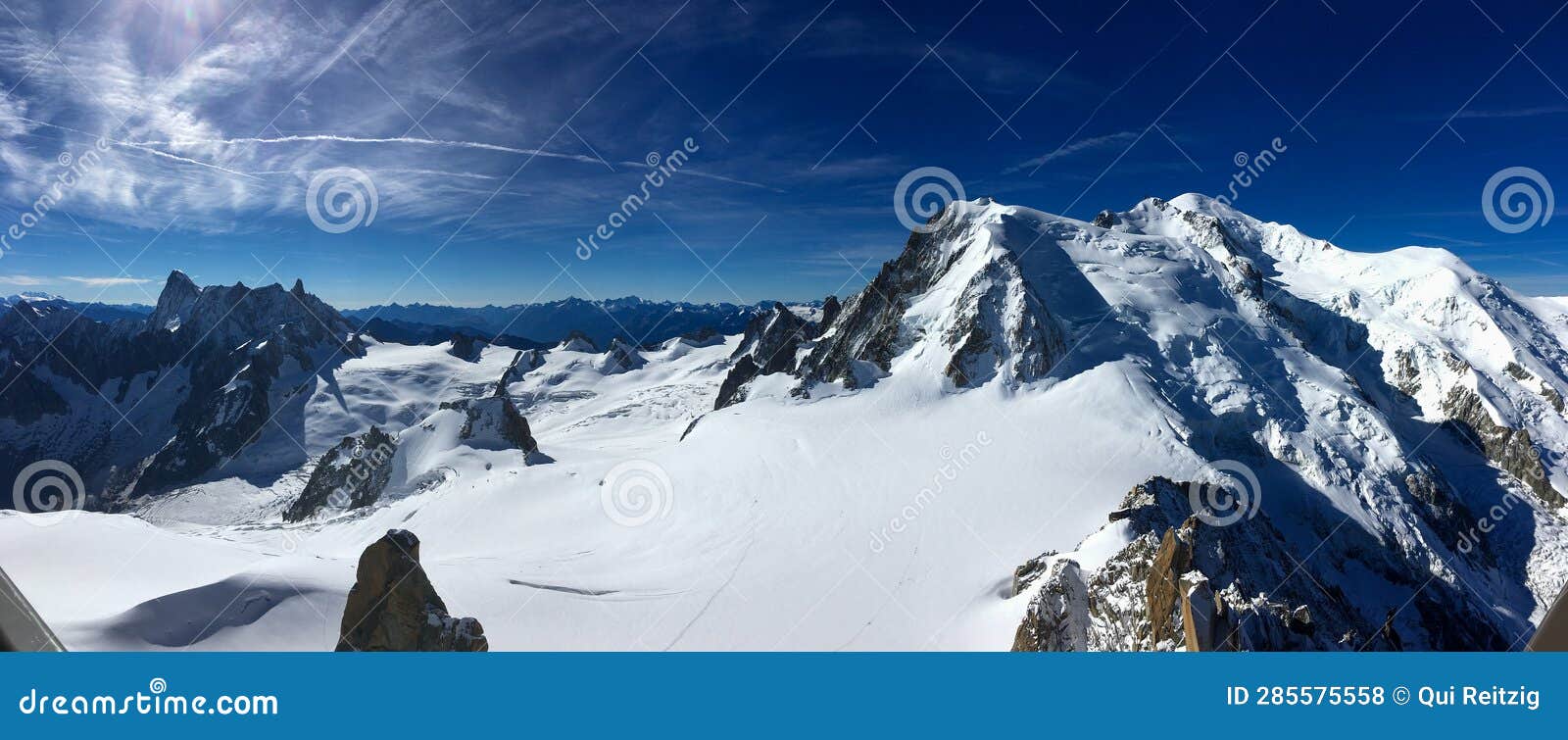 Panoramic View of the Summit of Mont Blanc, the Highest Mountain in the ...