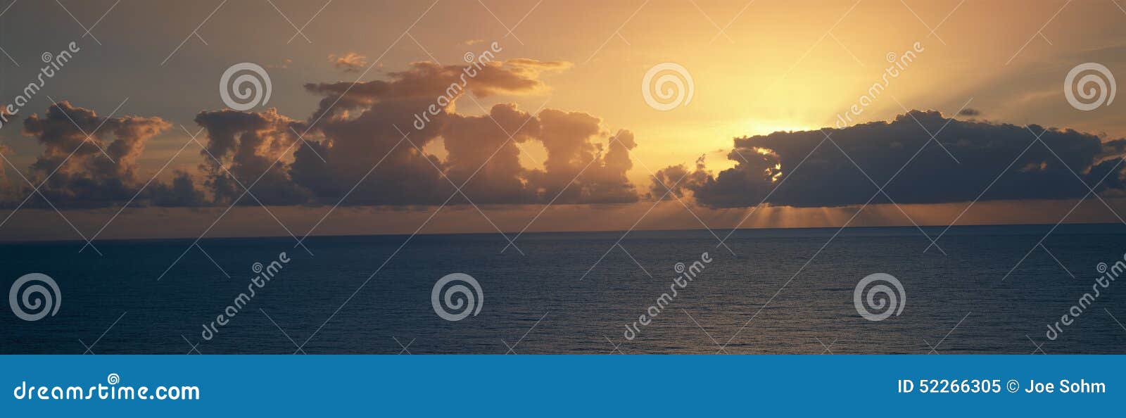 Panoramic View of Sunrise on the Pacific Ocean, Hawaii Stock Image ...