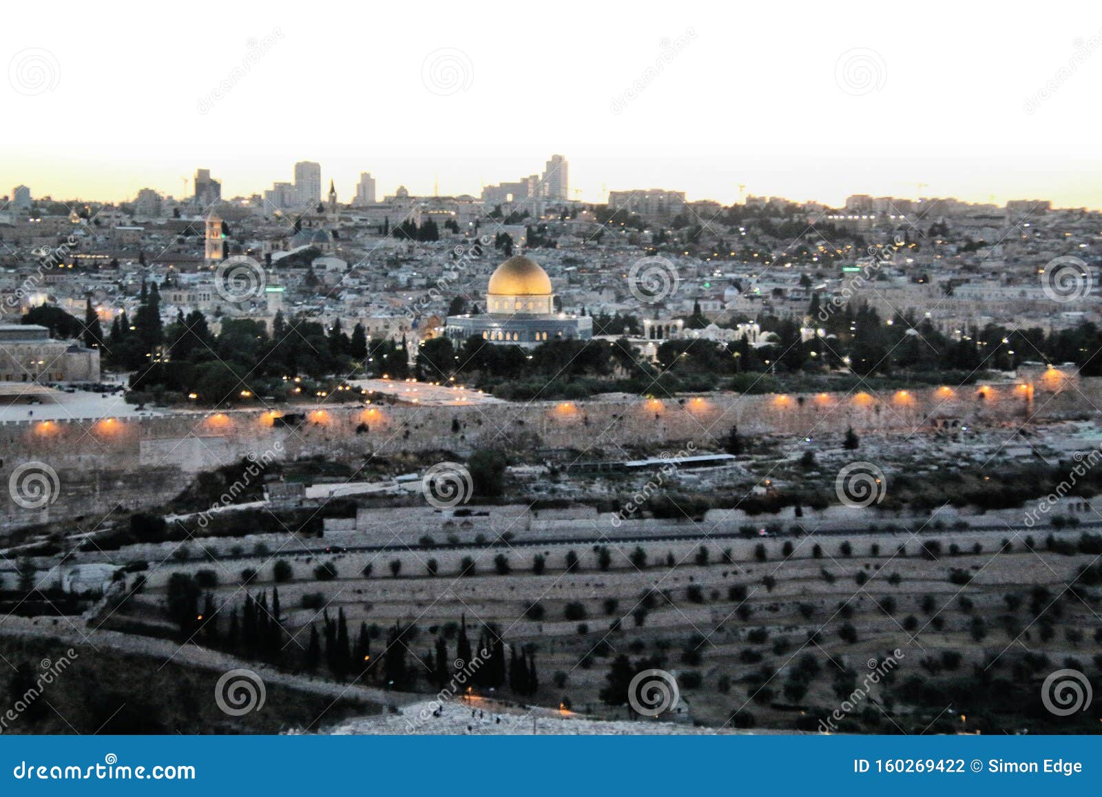 A Panoramic View of a Sunset Over Jerusalem Stock Photo - Image of ...