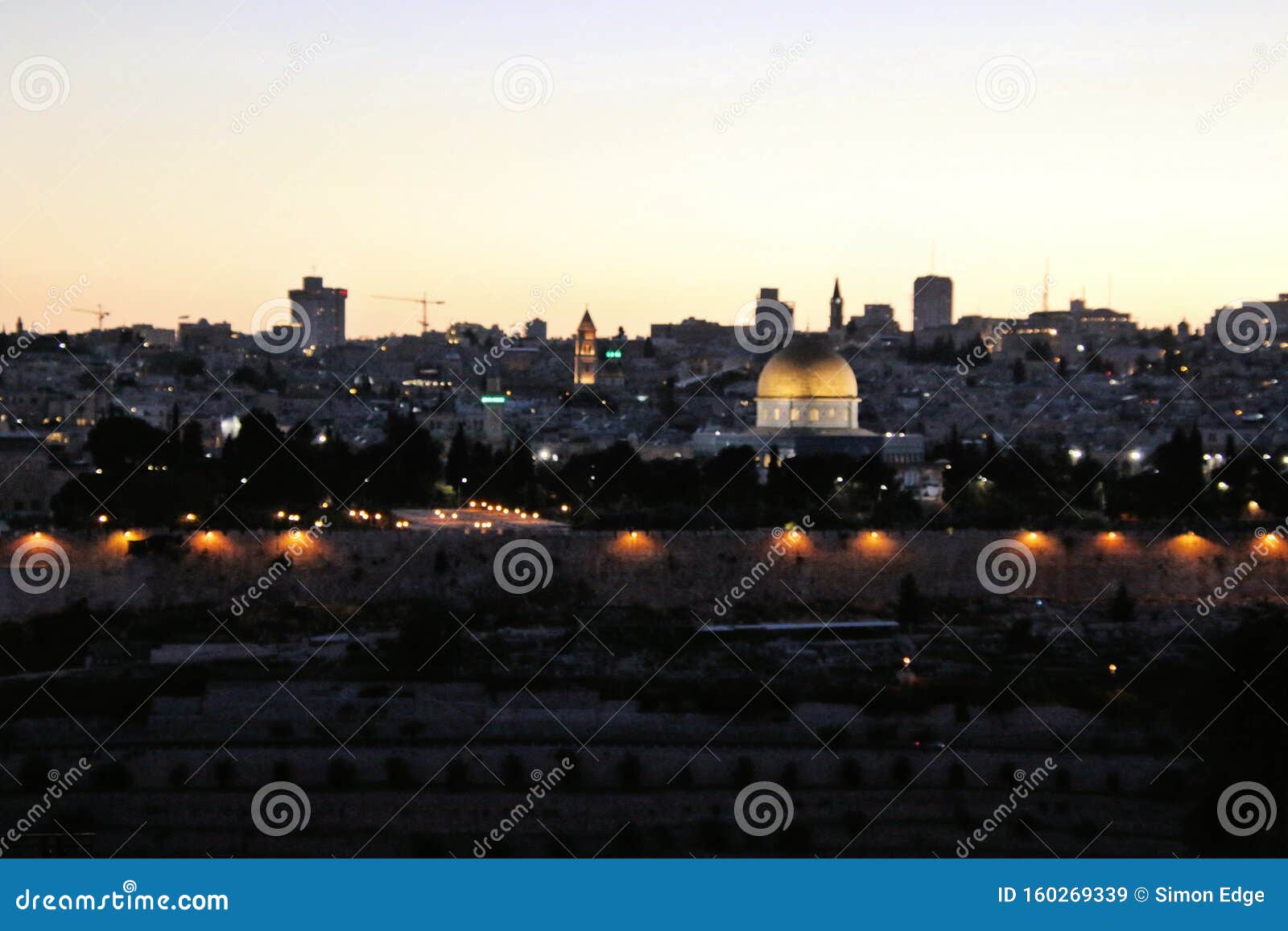 A Panoramic View of a Sunset Over Jerusalem Stock Image - Image of ...