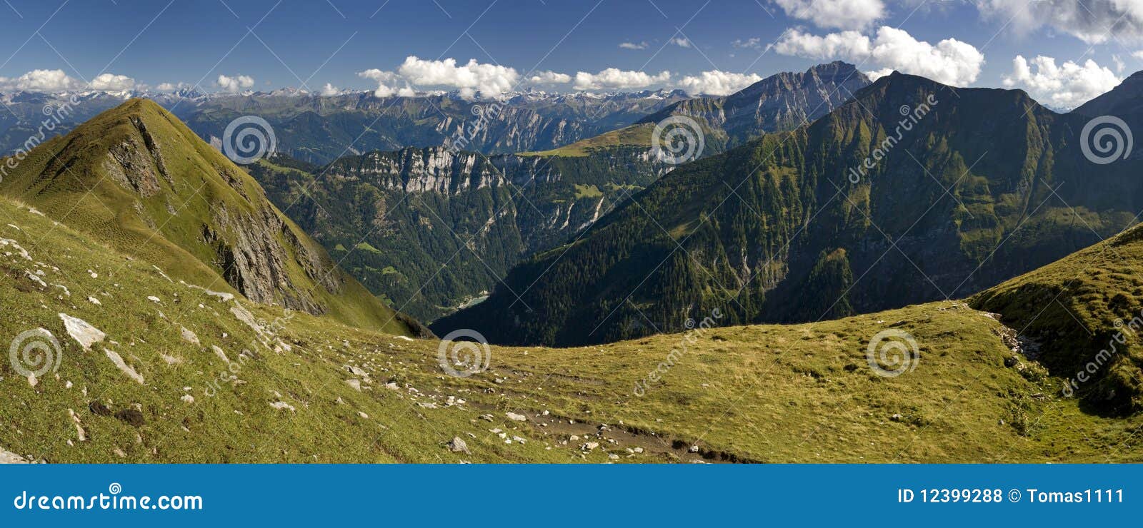 Panoramic View of the Swiss Alps Stock Photo - Image of glarner, alps ...