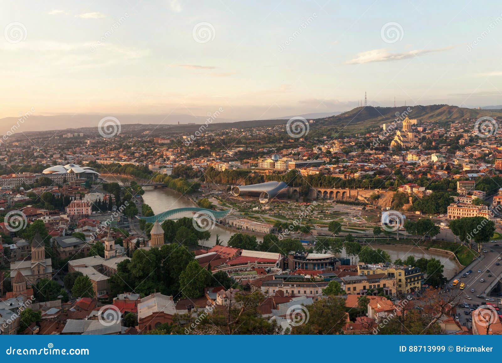 Panoramic View of Tbilisi at Sunset. Editorial Stock Image - Image of ...