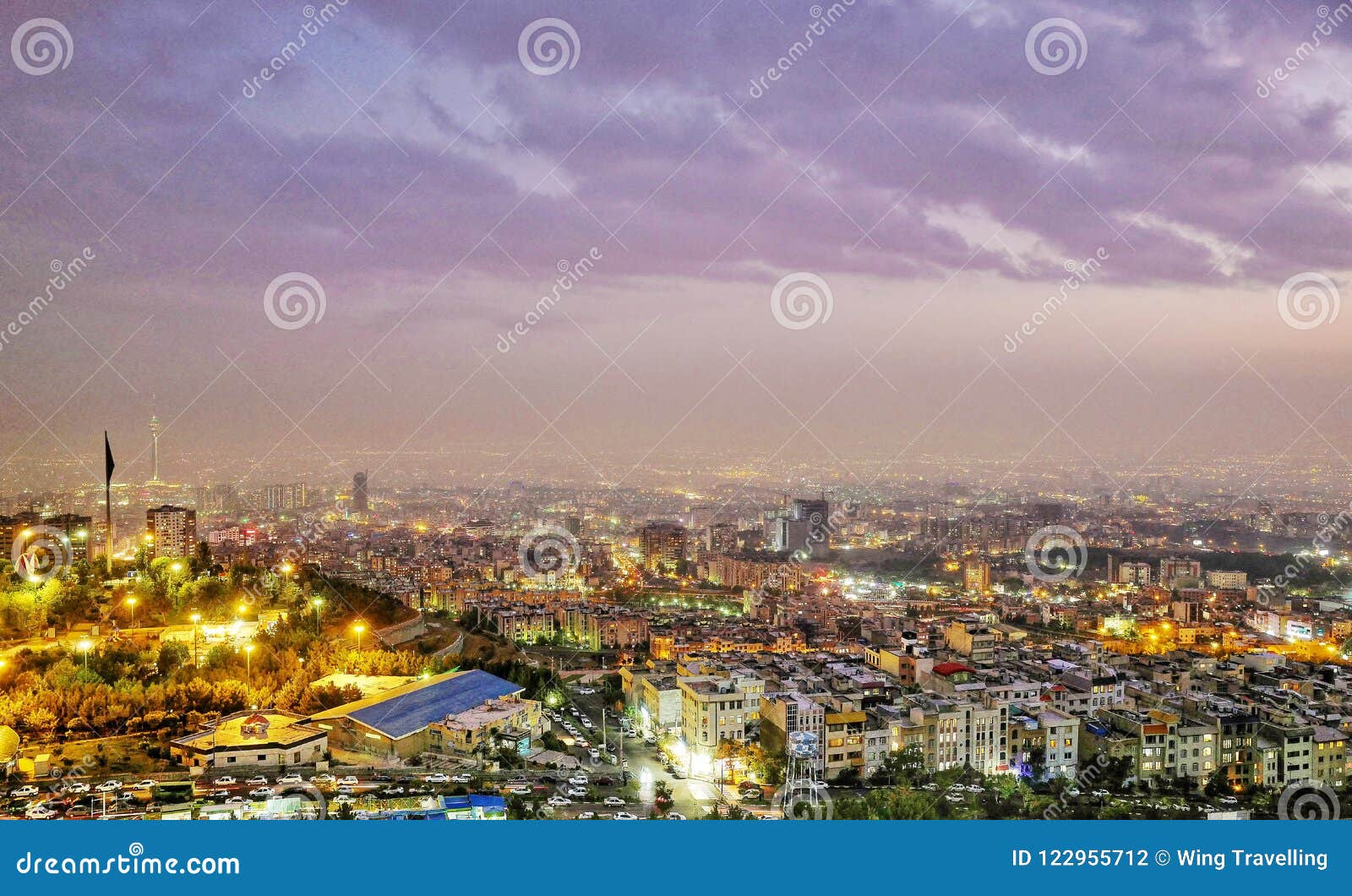 Panoramic view of Tehran stock photo. Image of twilight - 122955712