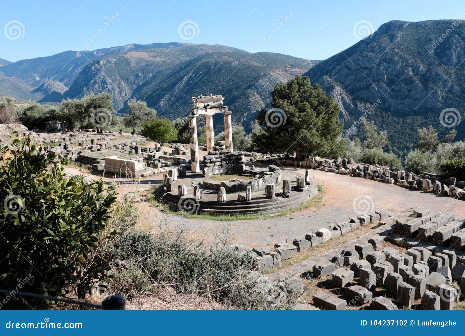 Panoramic View of Temple of Athena Pronea Delphi Greece Stock Photo ...