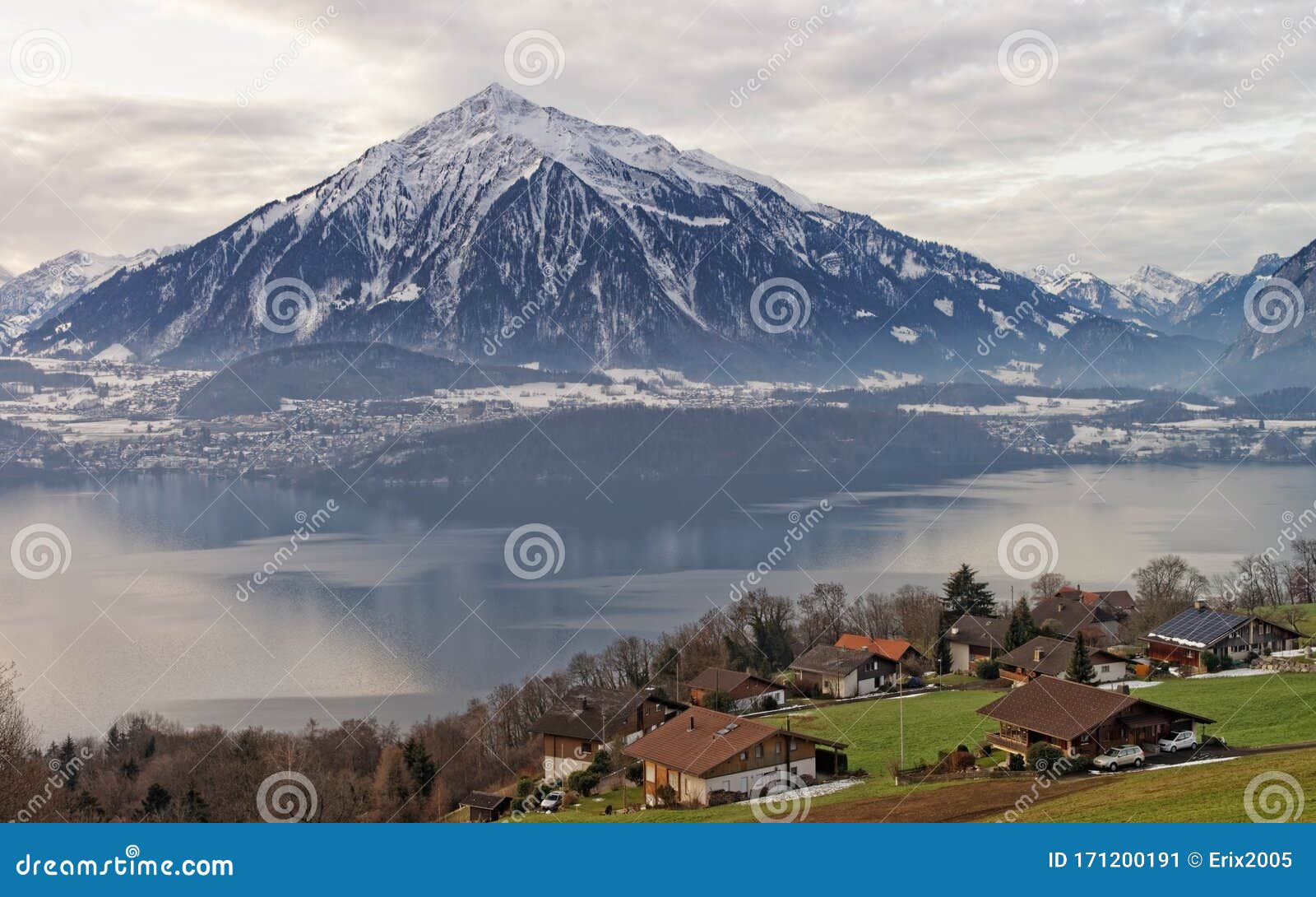 Panoramic View in Thun in Winter Stock Image - Image of switzerland ...