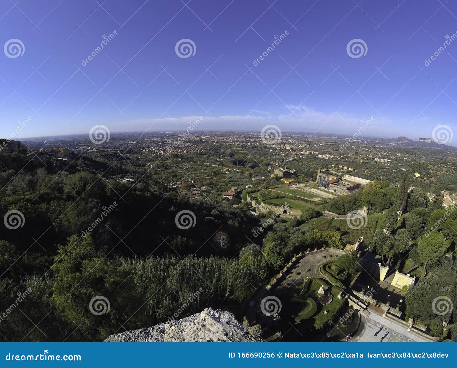 Panoramic View on a Tivoli, Italy from the Park of Villa D`Este. Stock ...