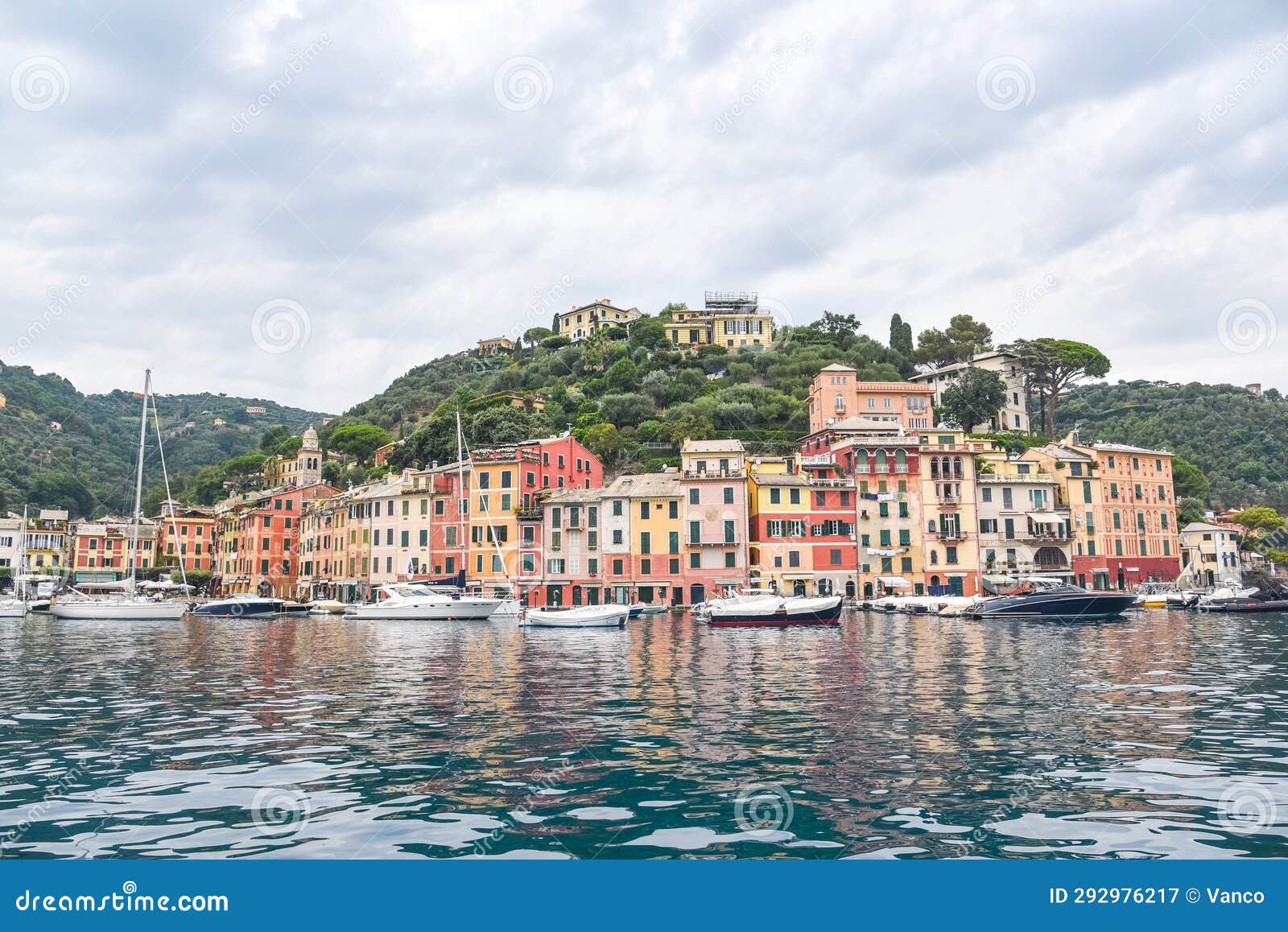 Panoramic View To Portofino and Blue Sky, Editorial Photography - Image ...