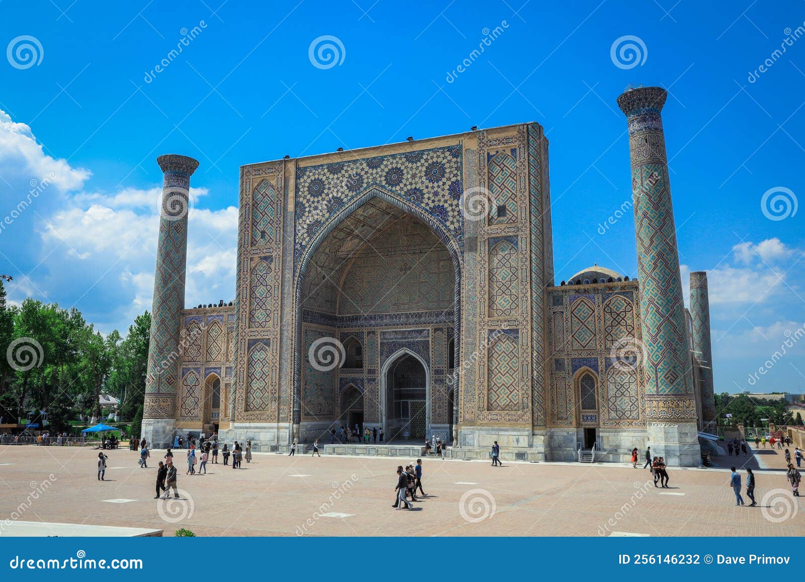 Panoramic View To the Registan Square Under the Sunlight in Samarkand ...