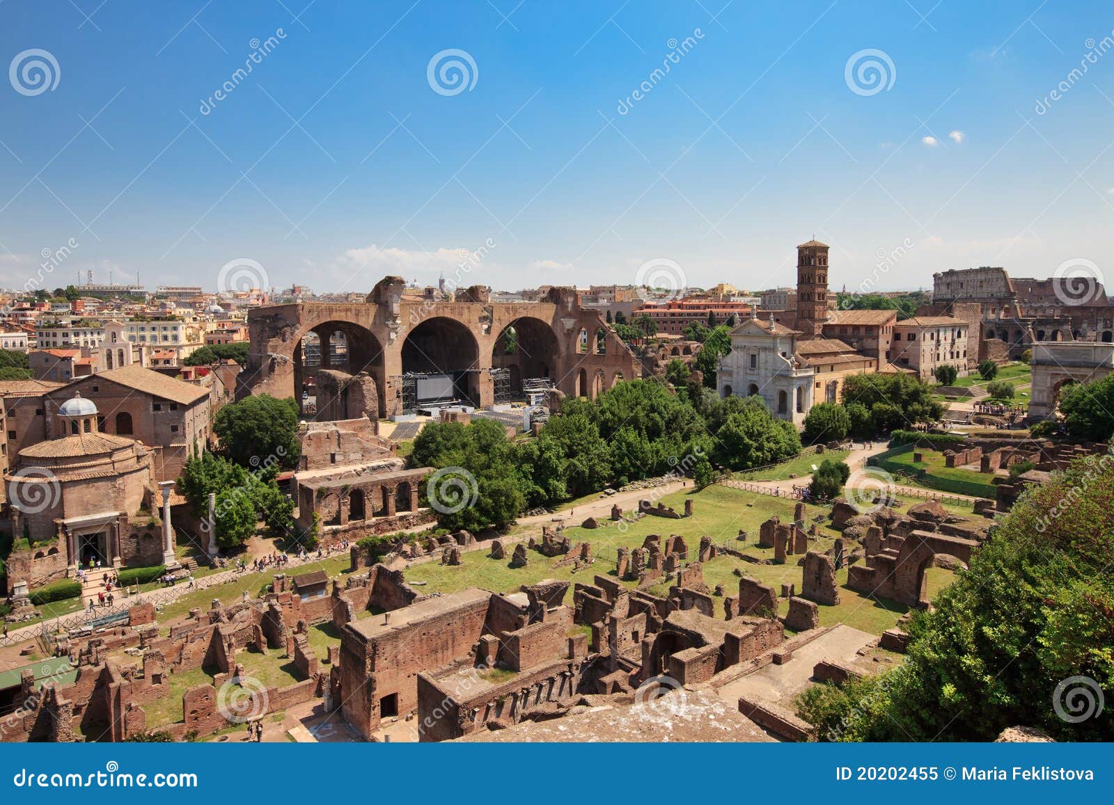 Panoramic View To Roman Forum Ruins Stock Image - Image of ancient ...