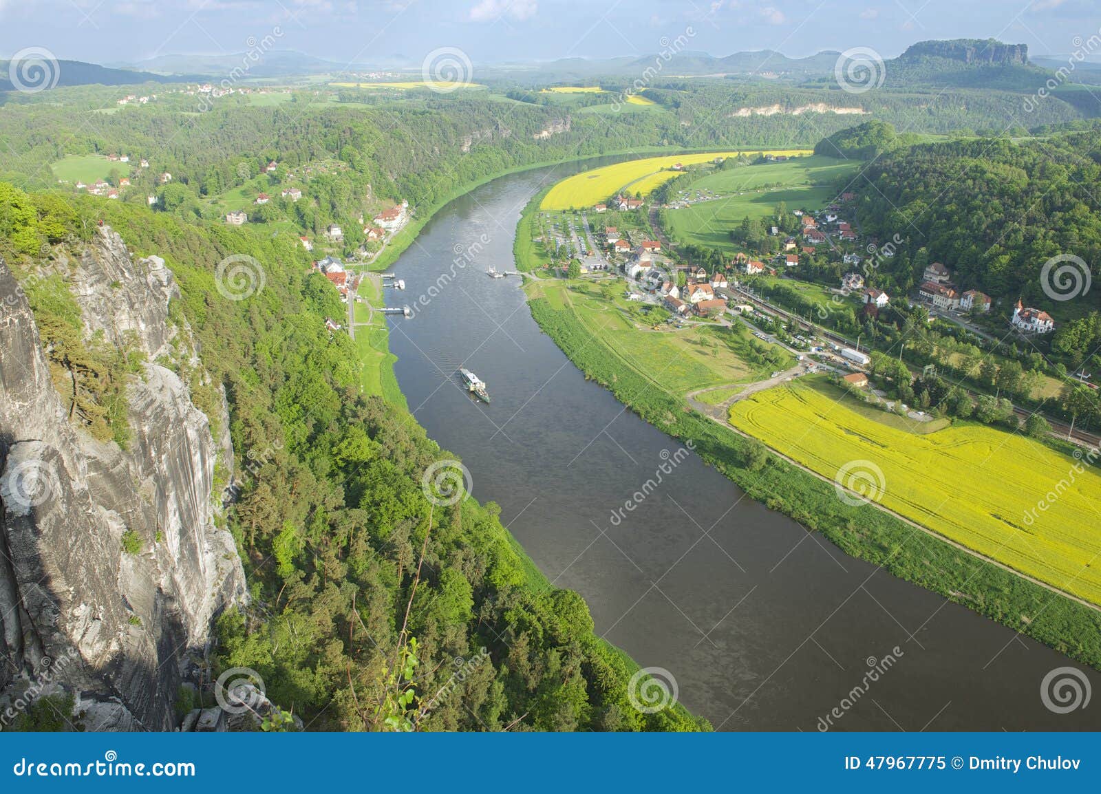Panoramic View To Saxon Switzerland from Bastei, Rathen, Germany Stock ...