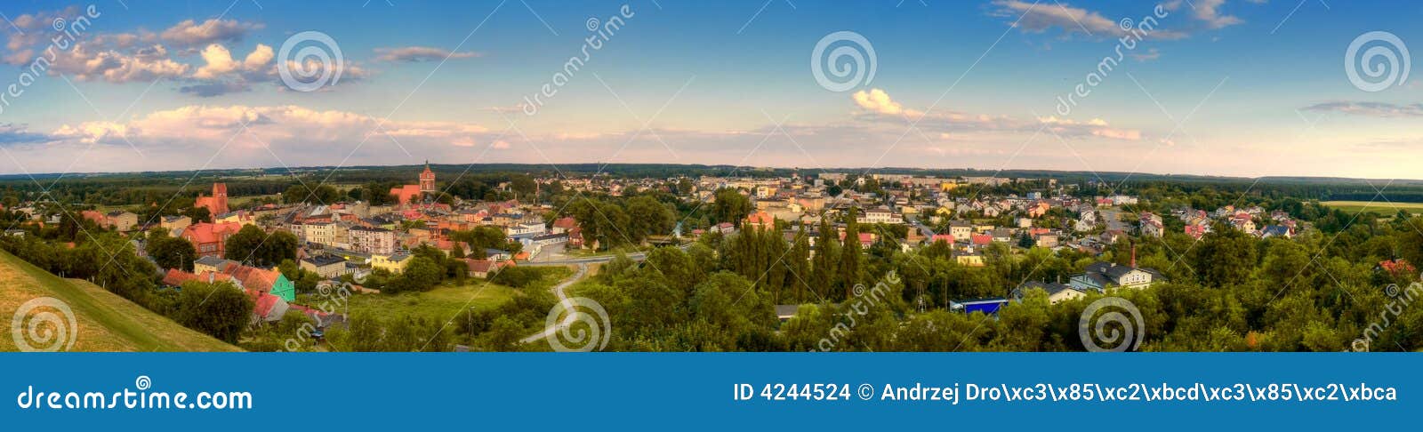 Panoramic View To the Small Town Stock Photo - Image of sunset ...