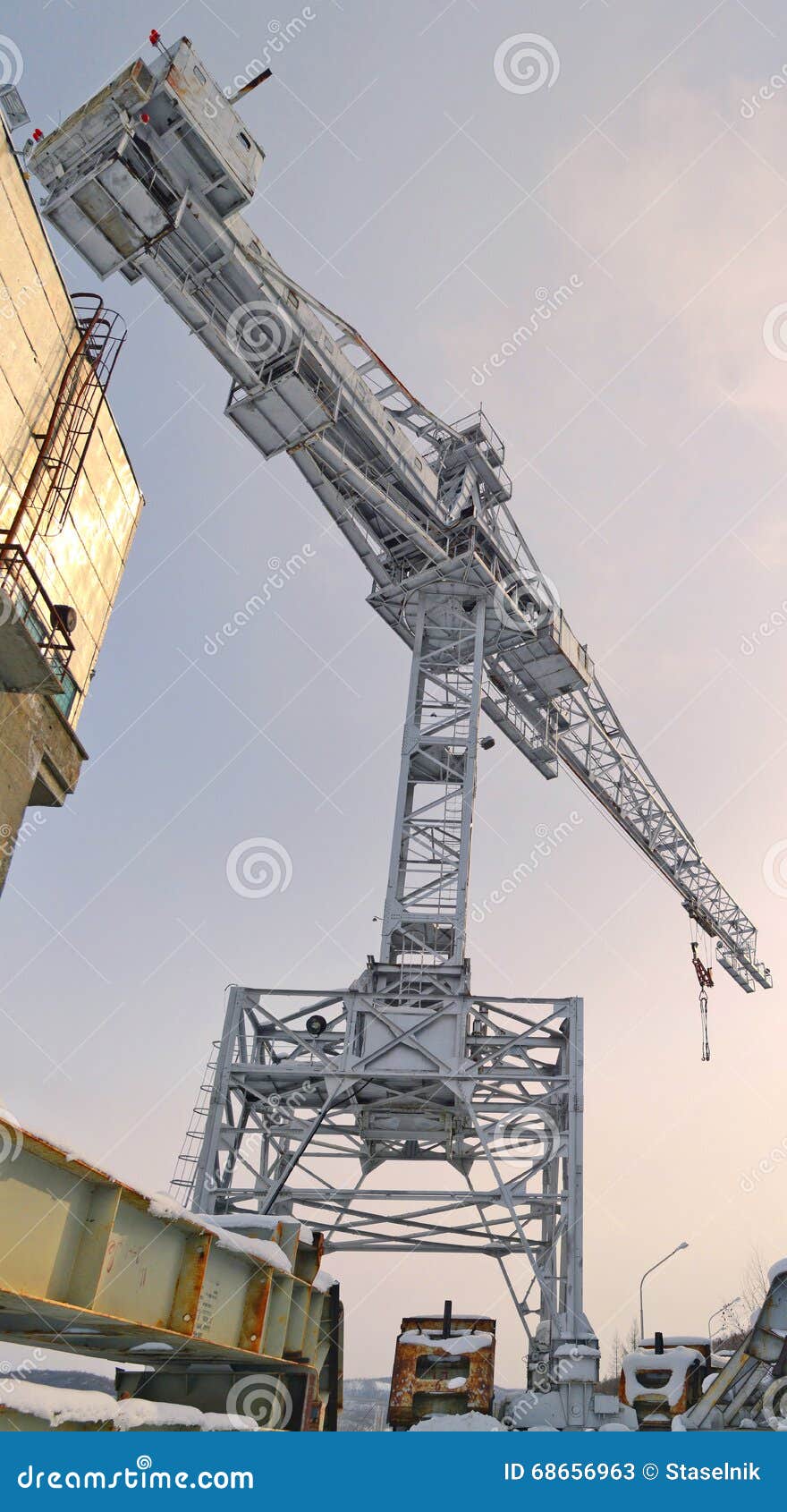 Panoramic View of the Top of the Tower Crane for Hydraulic Engineering ...