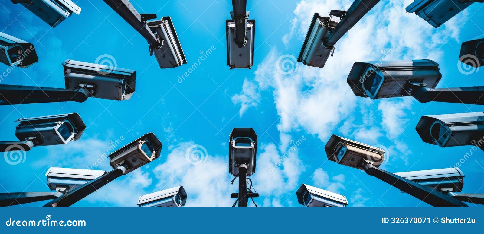 Panoramic View of a Town Every Street Covered with CCTV Ensuring Safety ...