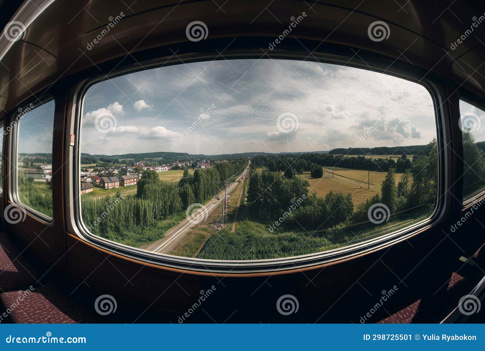 Train Window With Red Curtain Isolated On Checkered Background ...