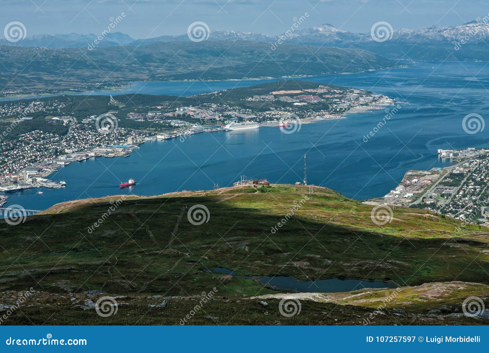 Panoramic View of Tromso and Mountains, Norway Stock Image - Image of ...