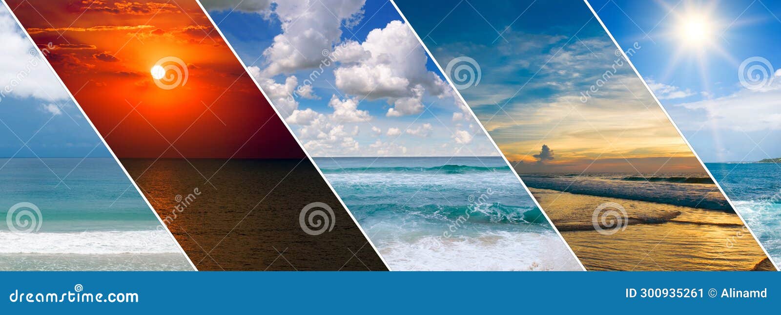 Panoramic View of Tropical Beaches and Sky. Collage.Wide Photo Stock ...