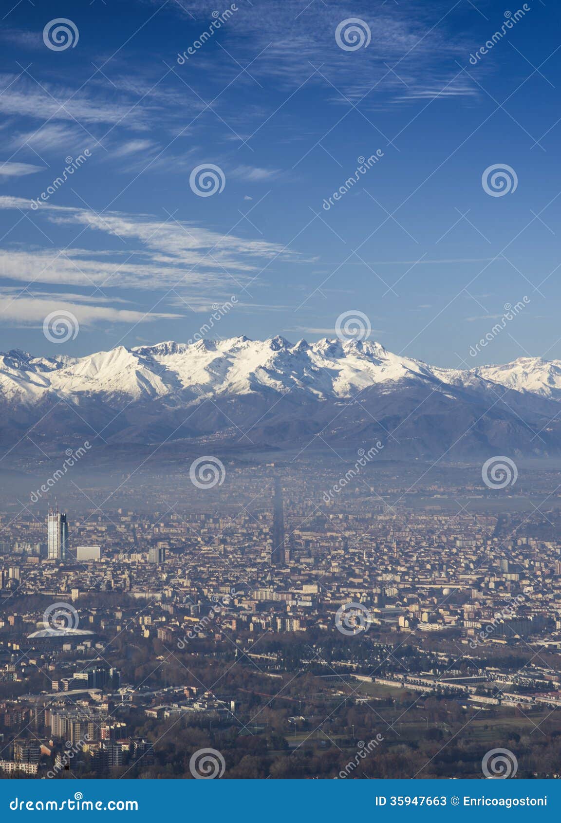 Panoramic View of Turin City Stock Image - Image of panoramic, aerial ...