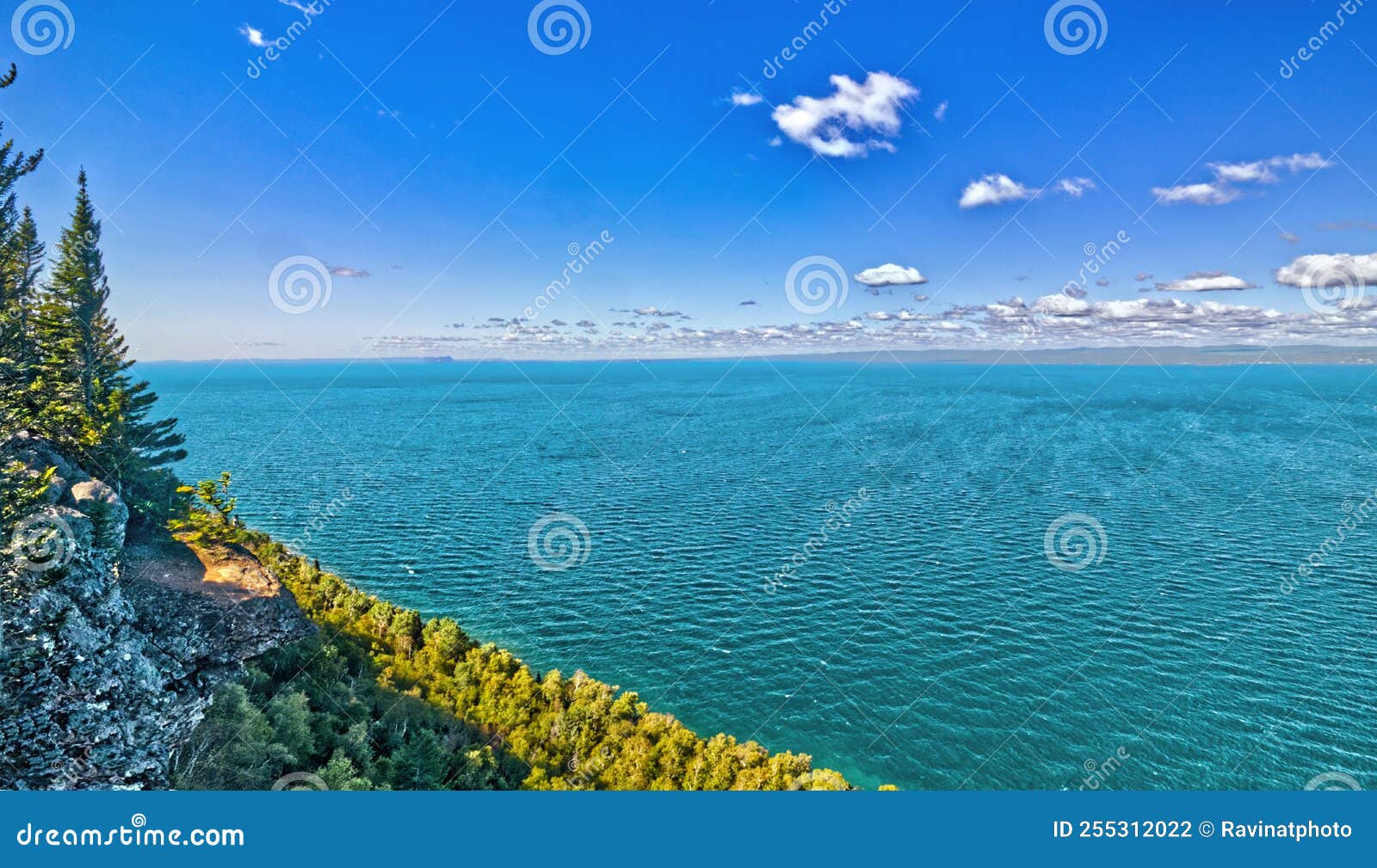 Panoramic View of the Turquoise Blue Waters of Lake Superior, Thunder ...