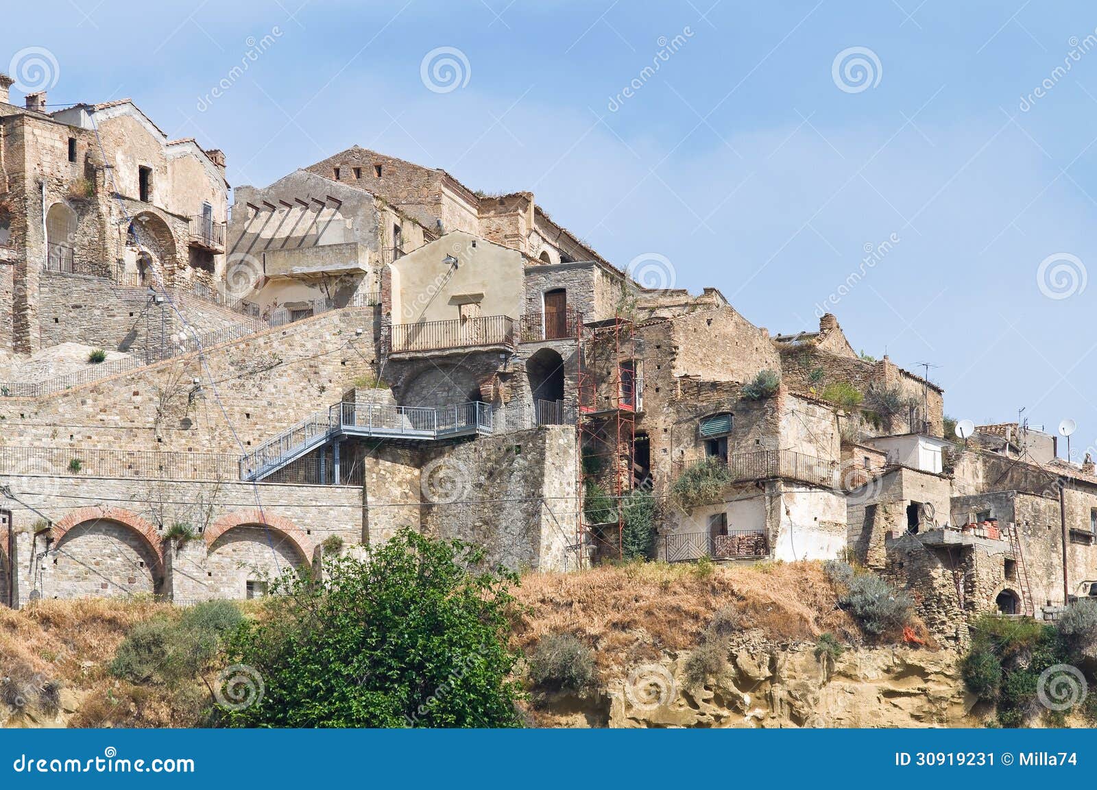 Panoramic View of Tursi. Basilicata. Italy. Stock Image - Image of blue ...
