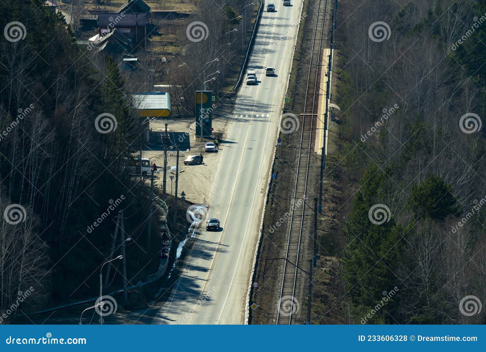 Panoramic View of the Two Lane Road. Stock Photo - Image of route ...