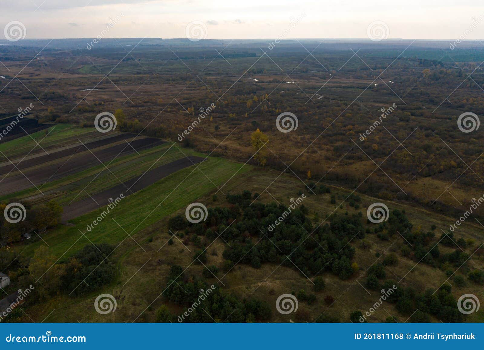 Panoramic View of Ukrainian Fields and Forests in Ternopil in Autumn ...