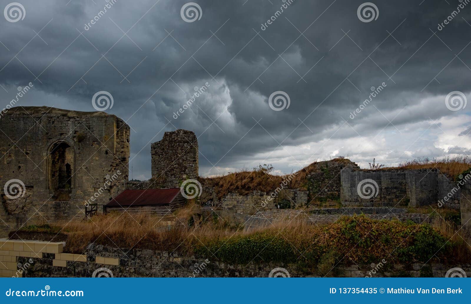 Panoramic View from Valkenburg Castle with Dark Clouds Stock Image ...