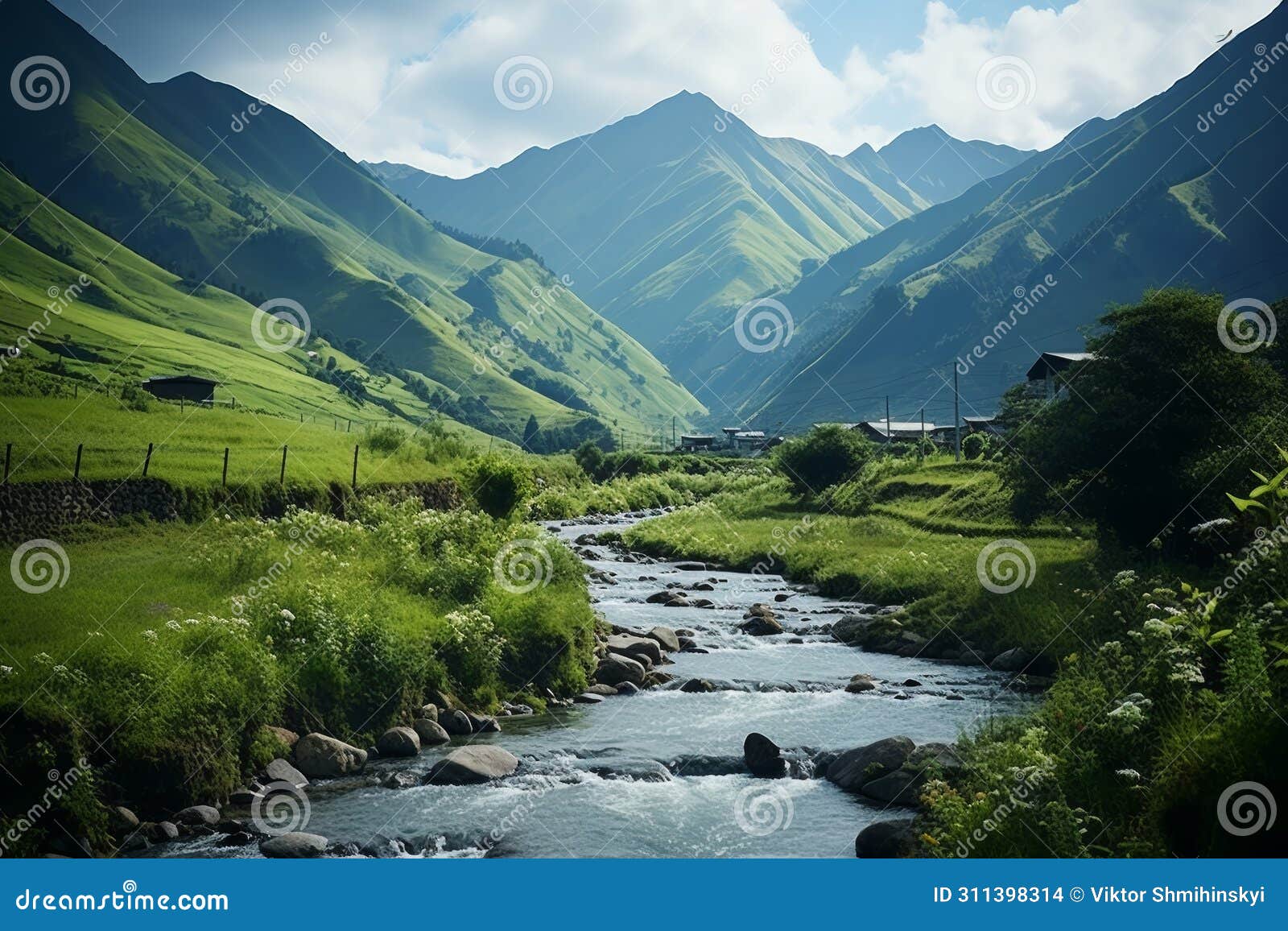 Panoramic View of the Valley with Hills and River from a High Cliff ...