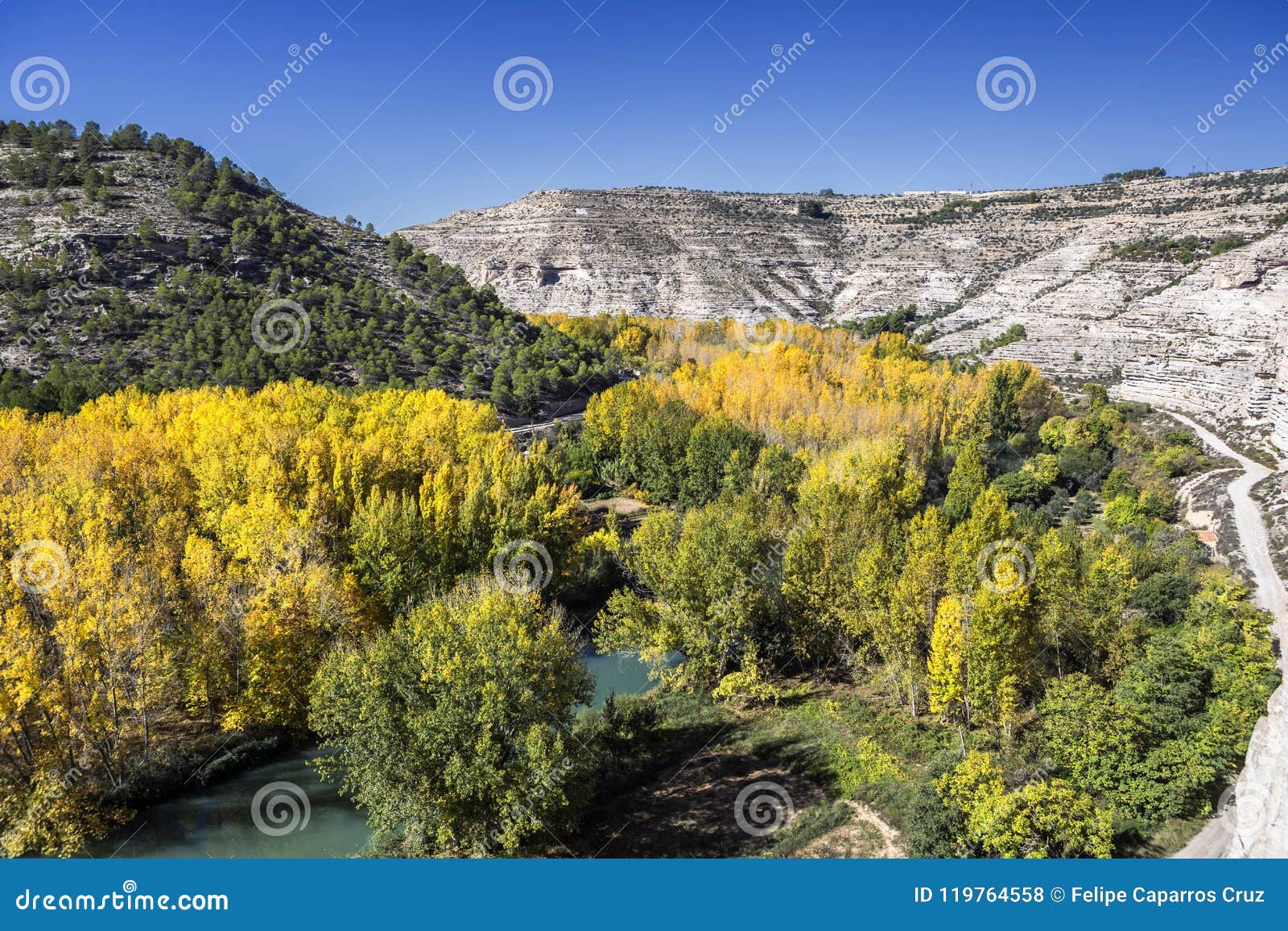 Panoramic View of the Valley of the River Jucar during Autumn, Stock ...