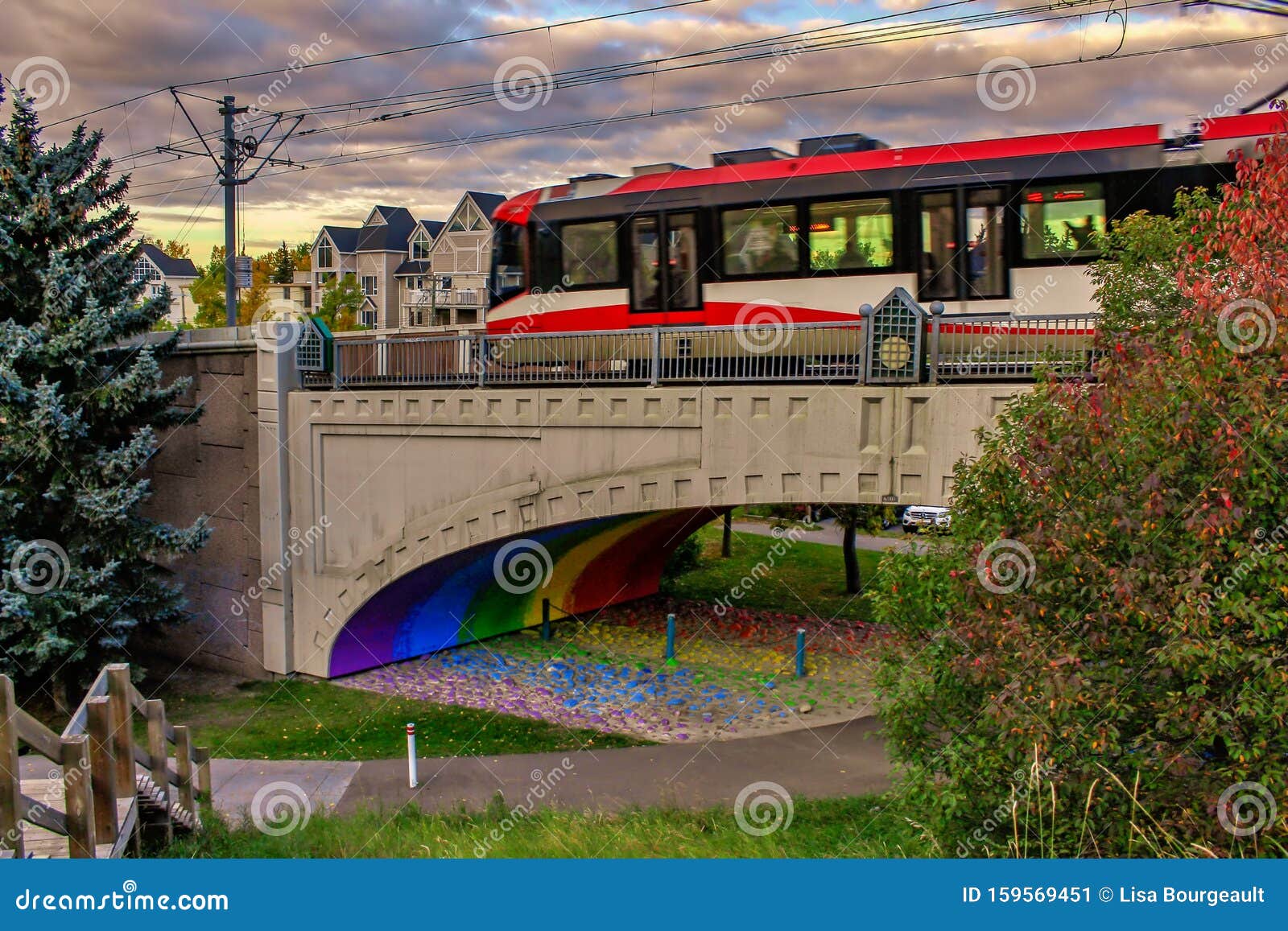 Train Crossing Over the Rainbow Bridge Stock Image - Image of vibrant ...