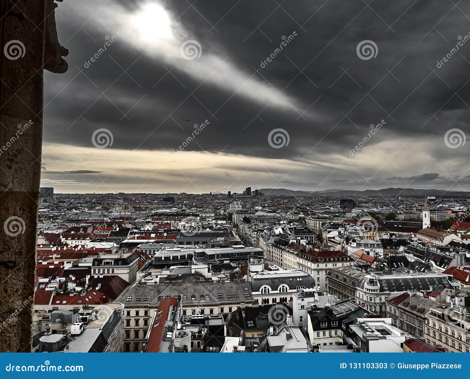 Panoramic view of Vienna stock image. Image of church - 131103303