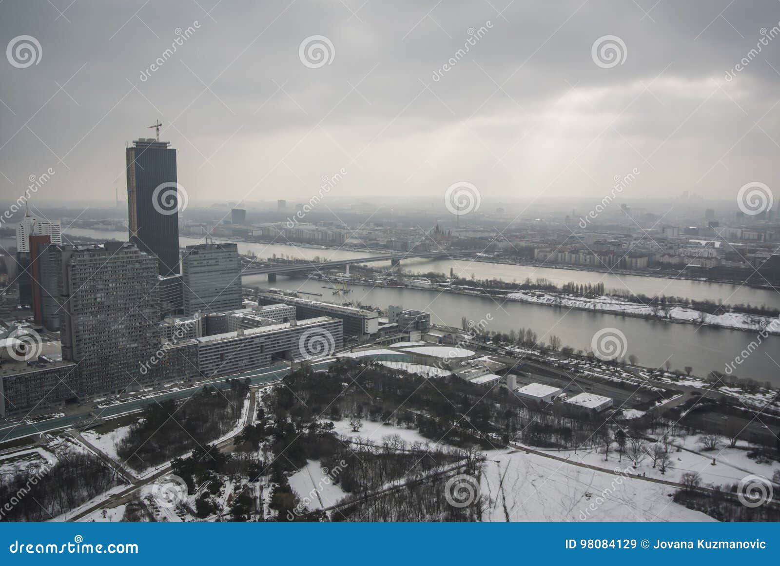 Panoramic view of Vienna stock image. Image of roof, destination - 98084129