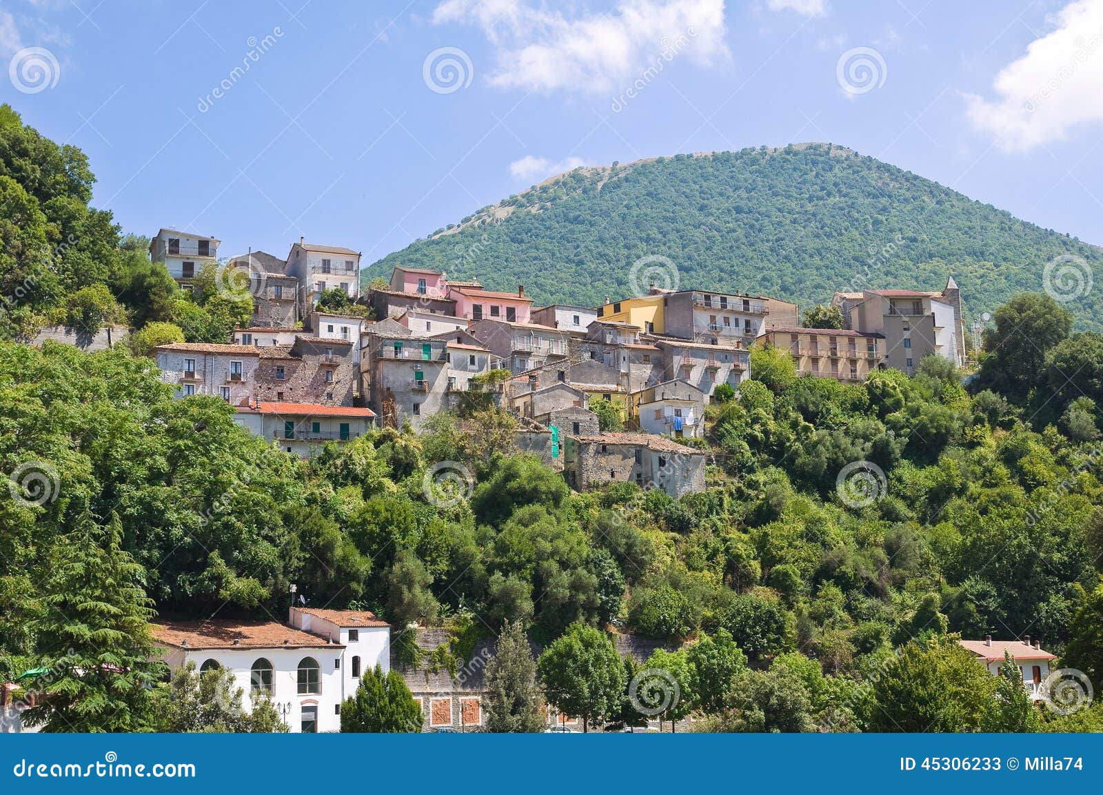 Panoramic View of Viggianello. Basilicata. Italy. Stock Image - Image ...