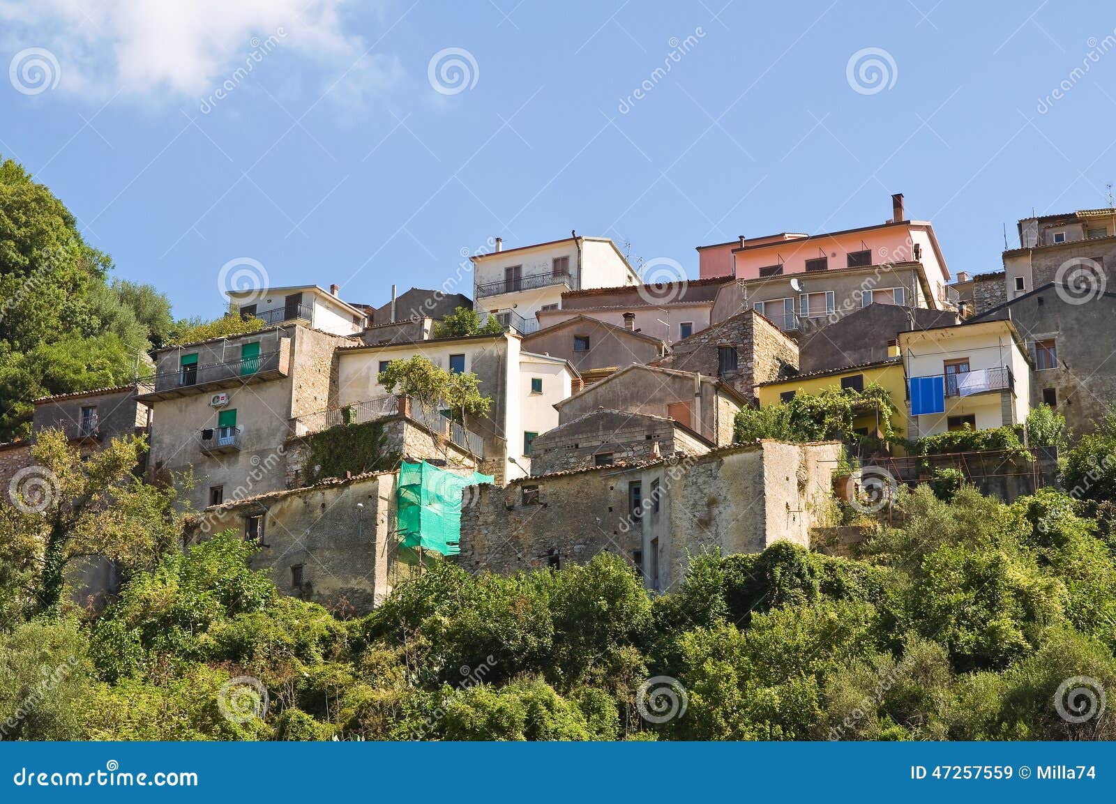 Panoramic View of Viggianello. Basilicata. Italy. Stock Image - Image ...