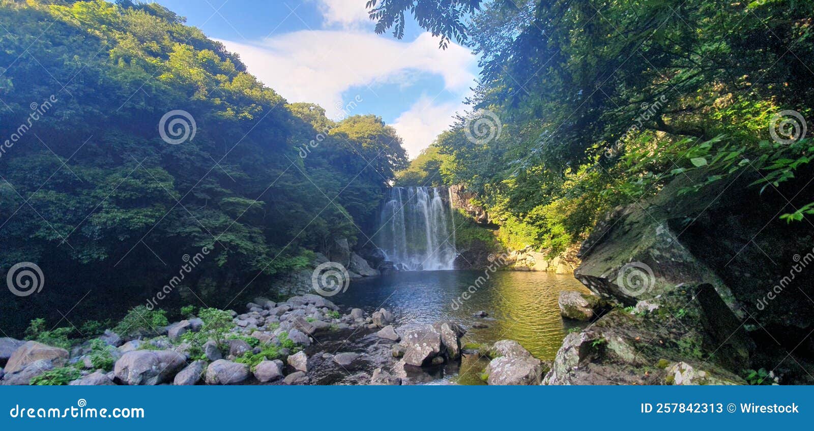 Panoramic View of a Waterfall in the Forest Stock Image - Image of ...