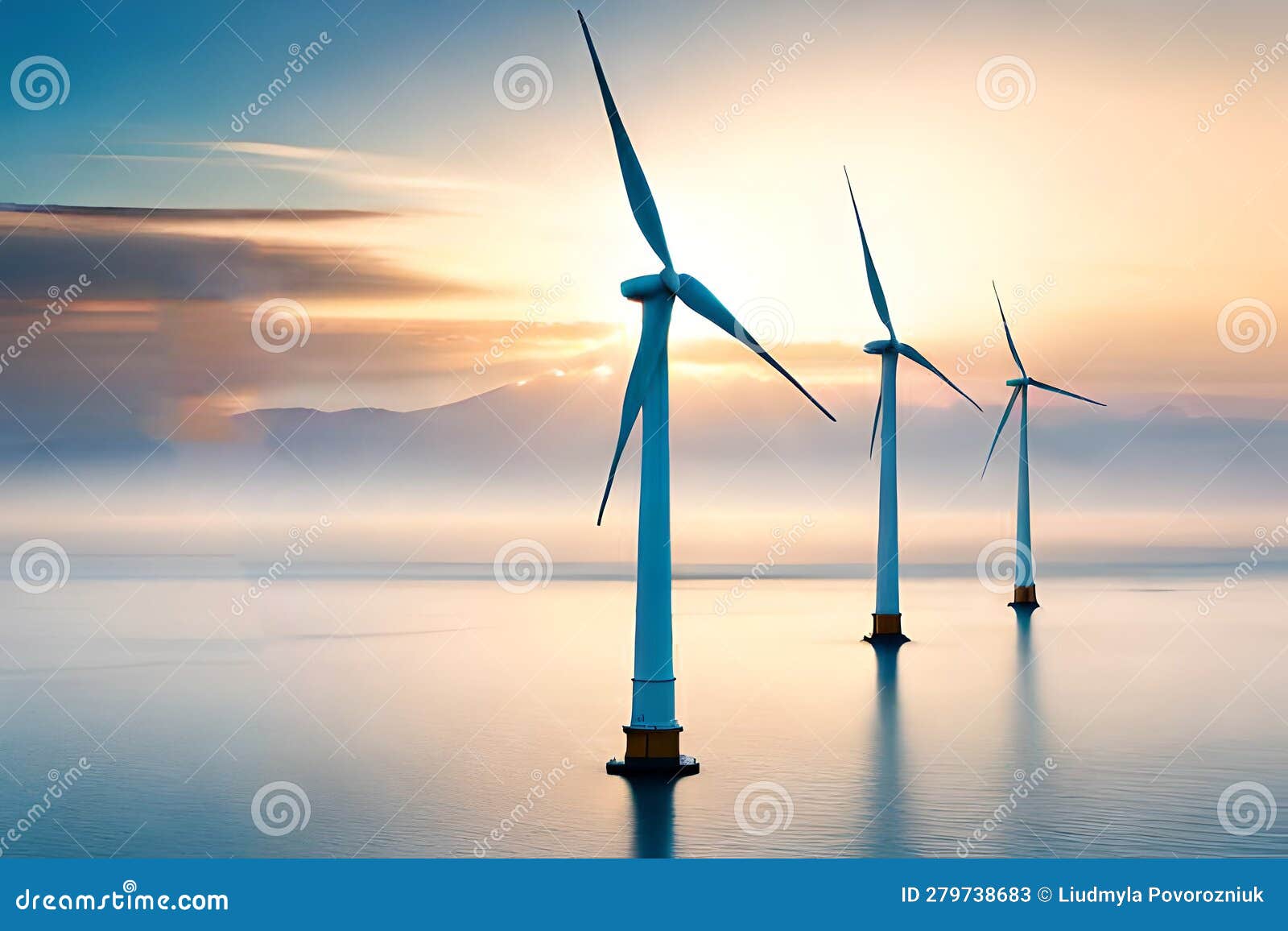 Panoramic View of Wind Farm with High Wind Turbines Stock Image - Image ...