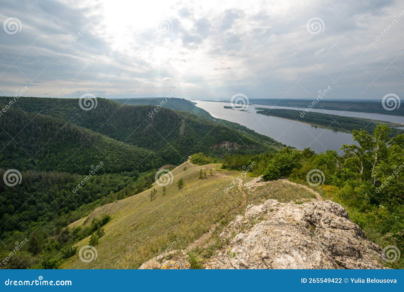 Panoramic View of Zhiguli Mountains Stock Photo - Image of island ...