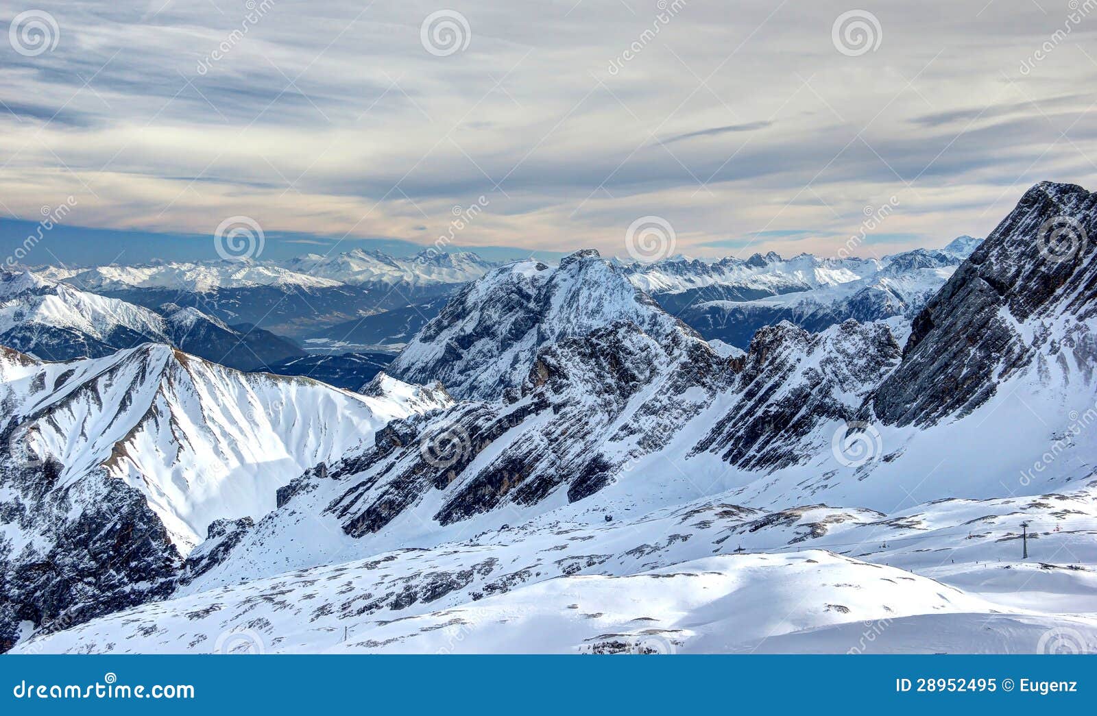 Panoramic View from the Zugspitze. Stock Image - Image of climbing ...