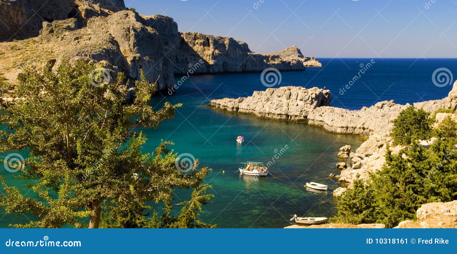 Panoramic Views of a Bay on the Island of Rhodes Stock Image - Image of ...