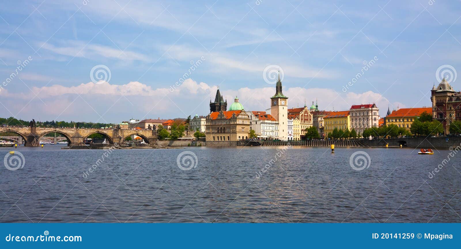 Panoramic Views of the Charles Bridge Stock Image - Image of bridge ...