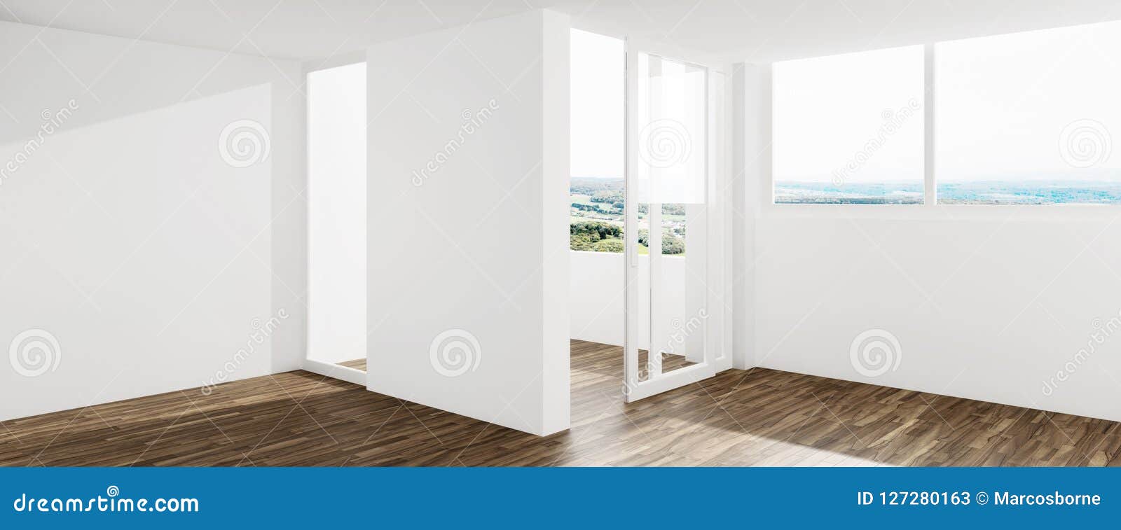 Panoramic Visualizatin of a Empty Flat Stock Illustration ...